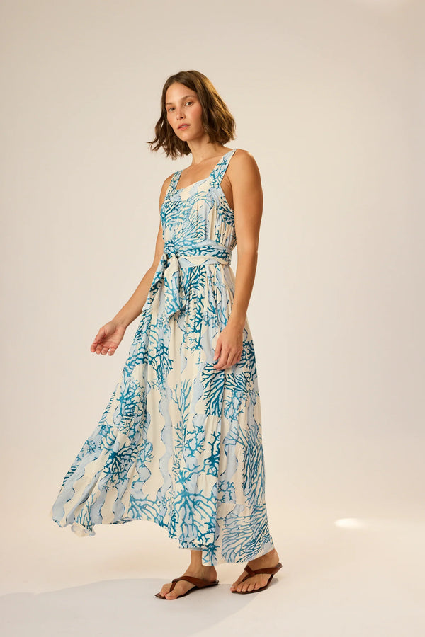 Jasmine Dress Coral Wave Sky | Bodega Nantucket